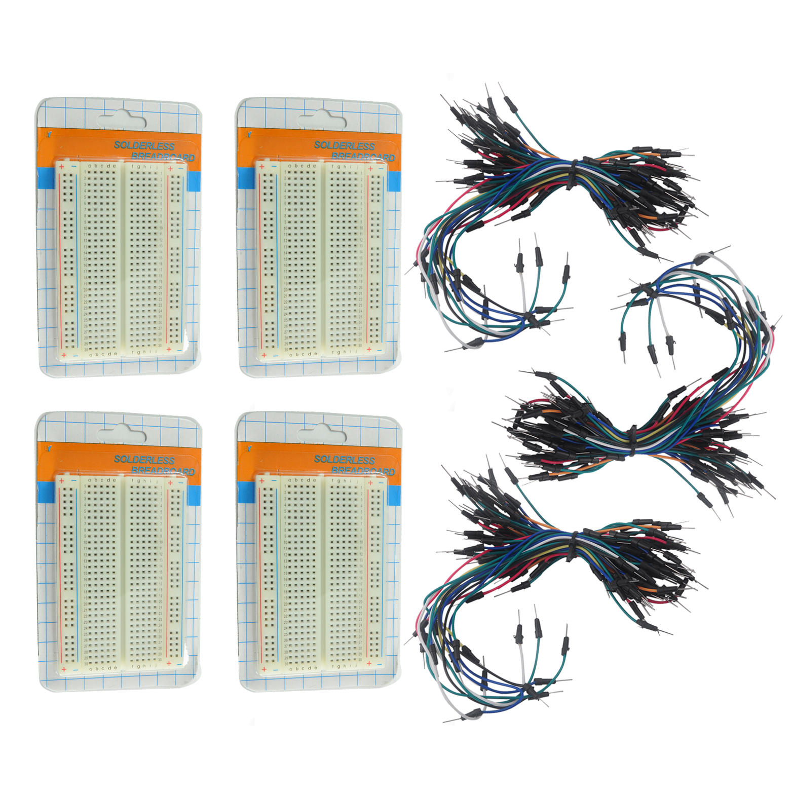 4 Mini Breadboards 400 Trous + 3x65 Câbles Dupont – Kit Prototypage ...