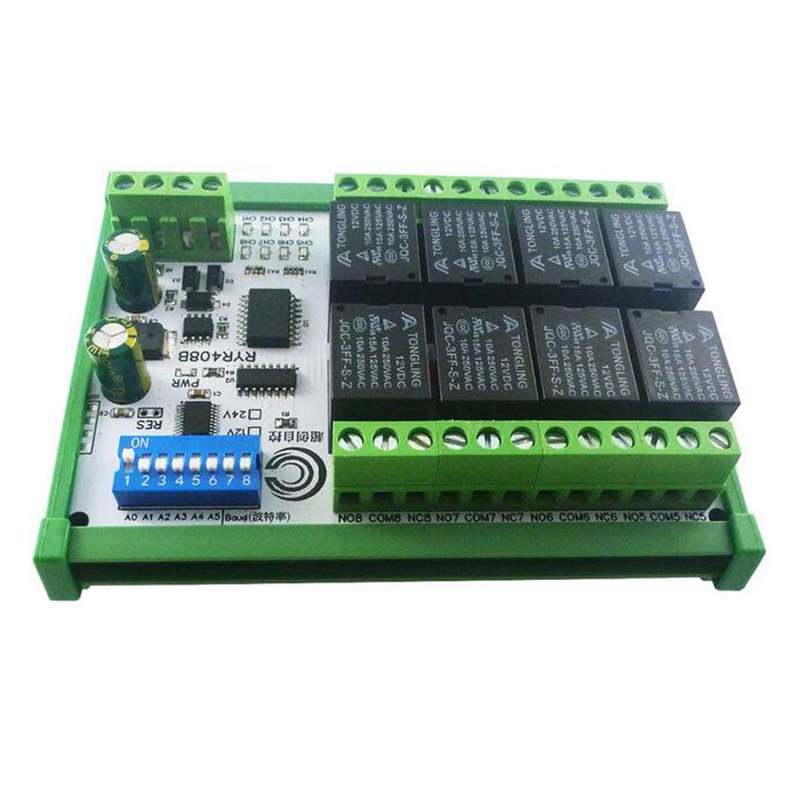 Module relais 8 canaux RYR408B 12V RS485 Modbus RTU avec boîtier rail ...