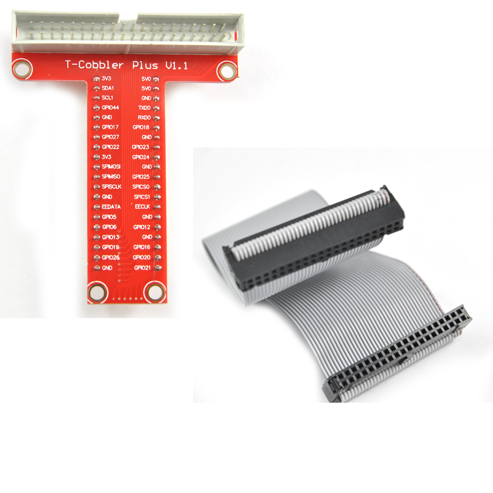 Raspberry Pi B+ GPIO 40P Cable + T-Cobbler Plus – Accessoires Officiels ...