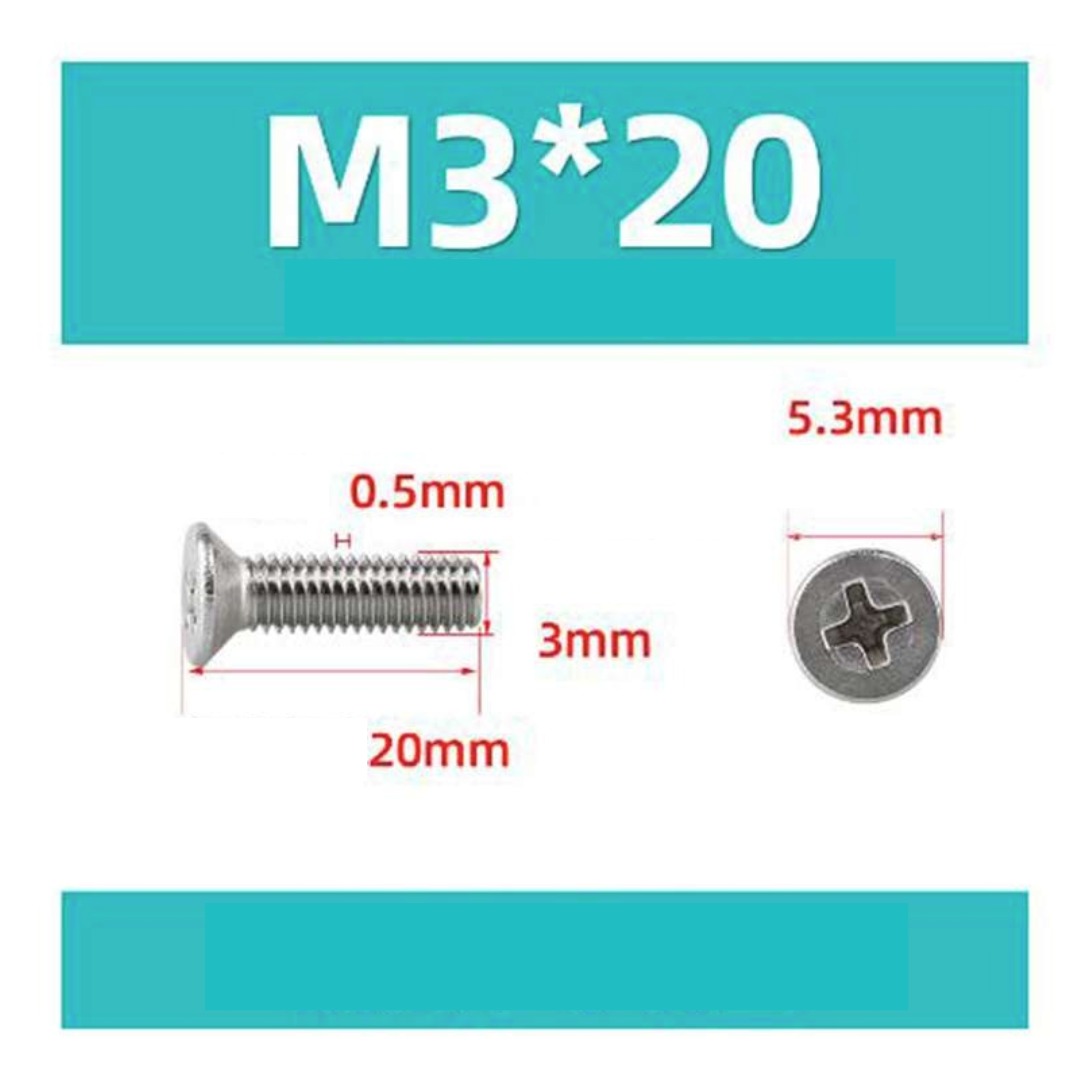 Vis inox 304 tête plate Phillips M3x20 mm – 1000 pcs | ELECTRONIC SHOP ...