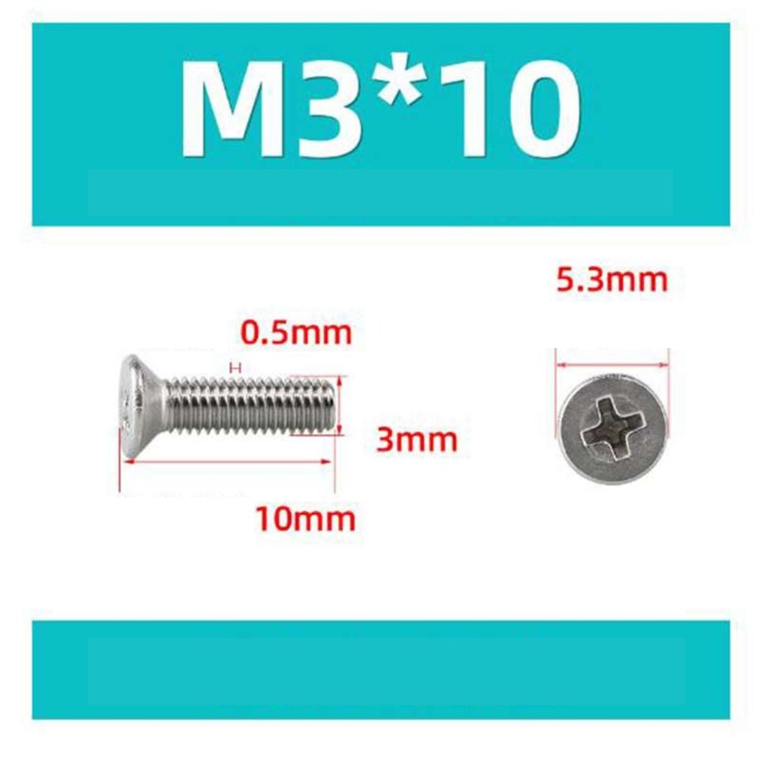 Vis inox 304 tête fraisée cruciforme DIN965 M3x10 mm pas 0,5 mm – 1000 ...